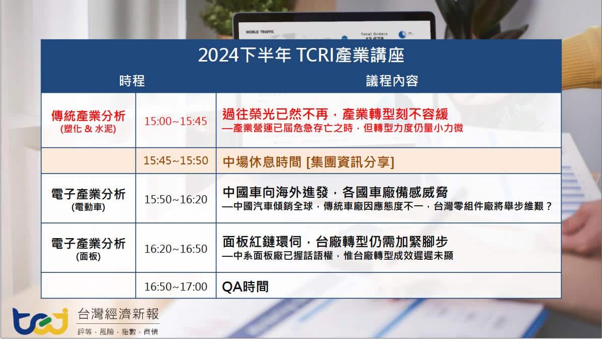 2024下半年TCRI產業講座_紅潮來襲，台灣被迫走入產業轉型的十字路口 - TEJ台灣經濟新報